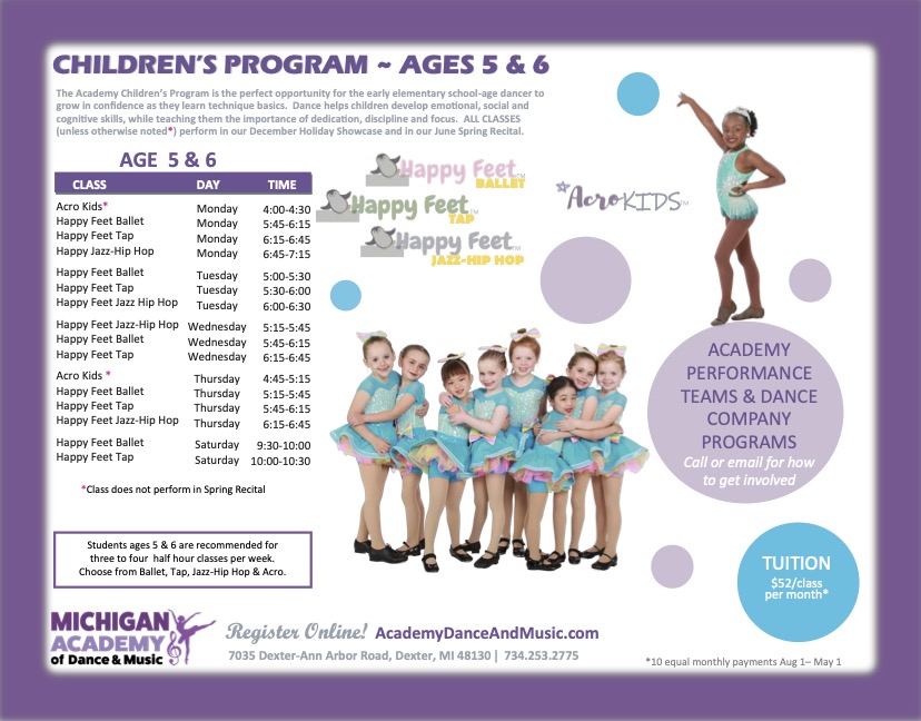 Dance Program Guide | Michigan Academy of Dance & Music | tap, jazz ...